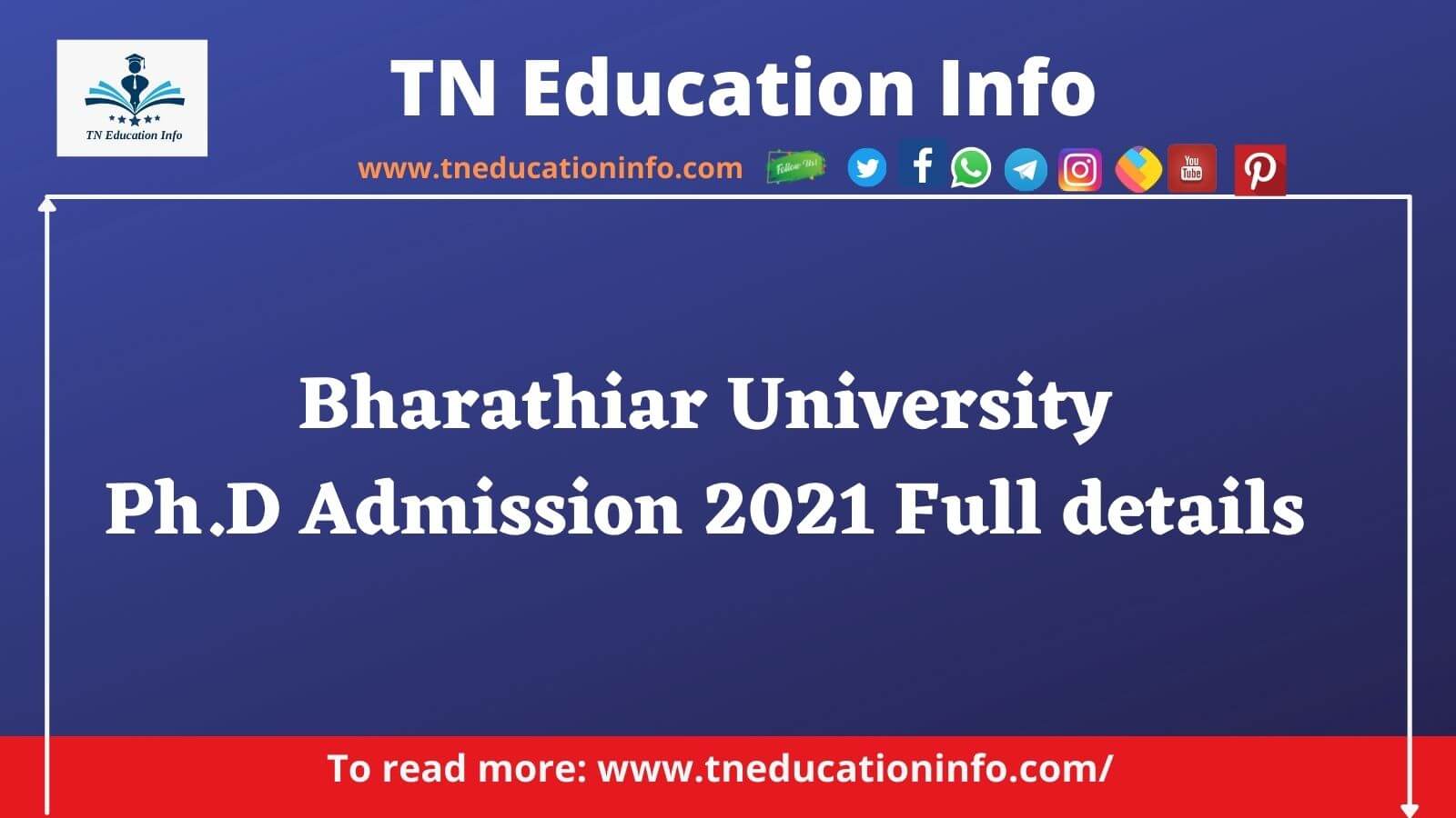 Bharathiar University Ph.D Admission 2021 Full details - TN Education Info